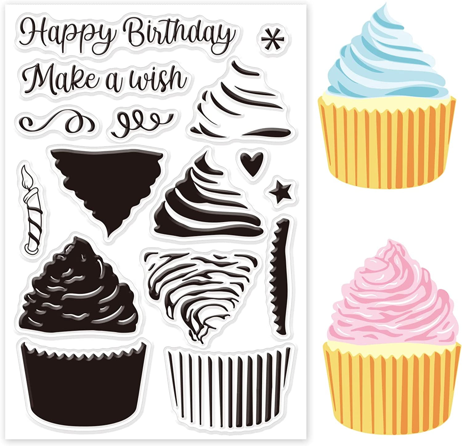 Cup Cakes Silicone Clear Stamps Layered Cupcake Transparent Stamps for ...