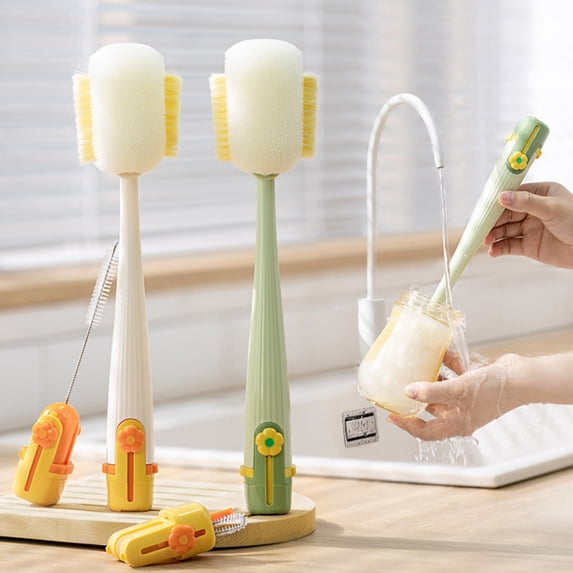 Cup Cleaning Brush Long Handle 5-in-1 Multifunctional Sponge Scrubber ...