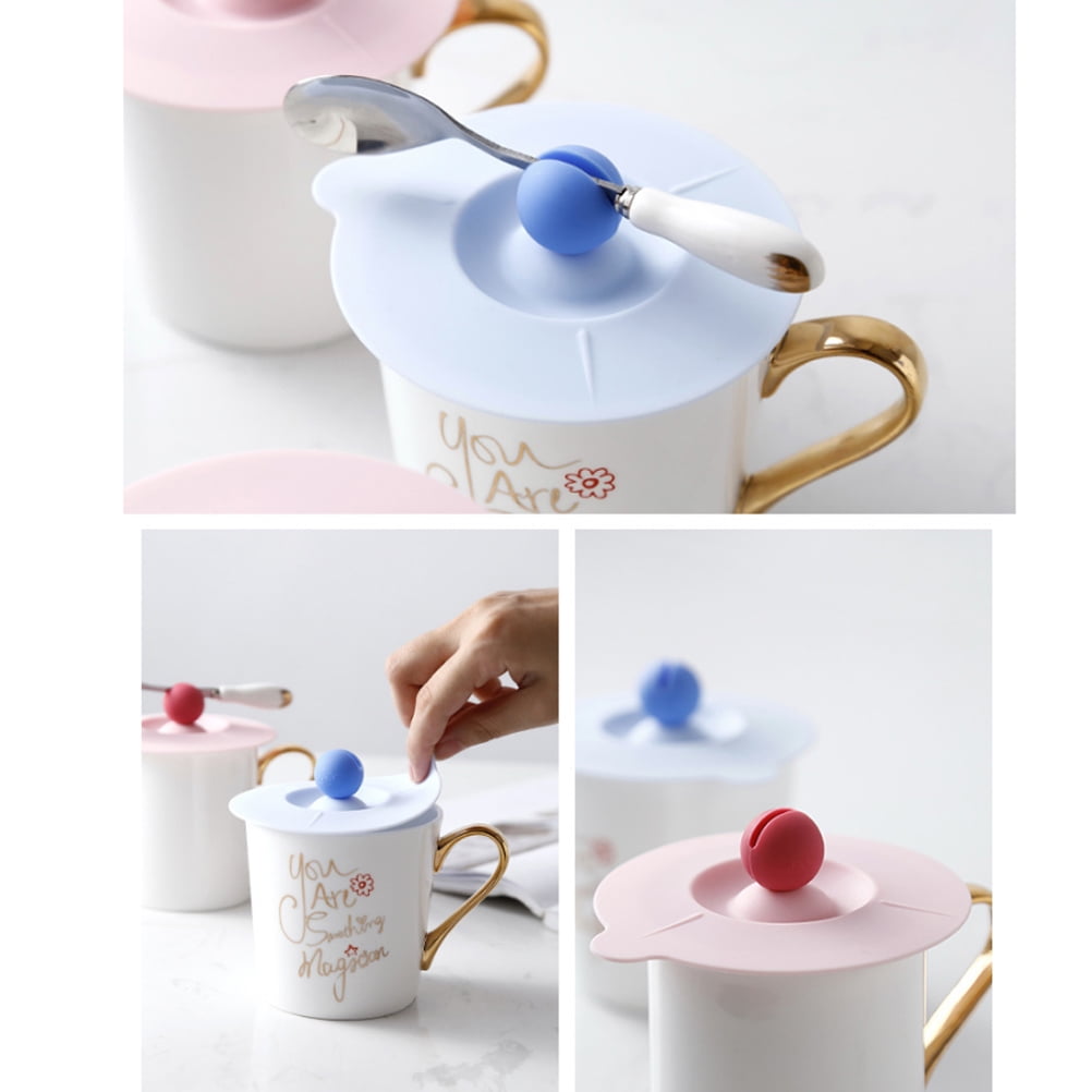 Cup Cover with Spoon Hold Tea Covers Lids Leakproof Multipurpose ...