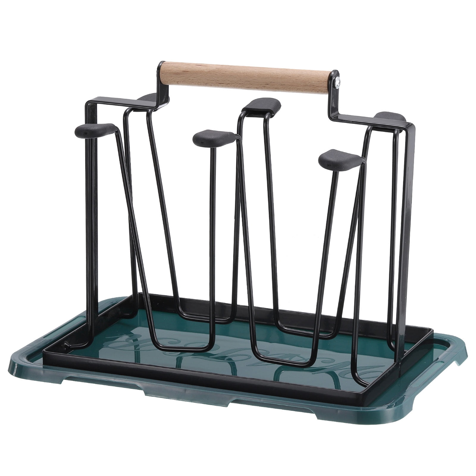 Cup Drying Rack with Drain Tray, 220x185mm Bottle Drying Rack with Wood ...