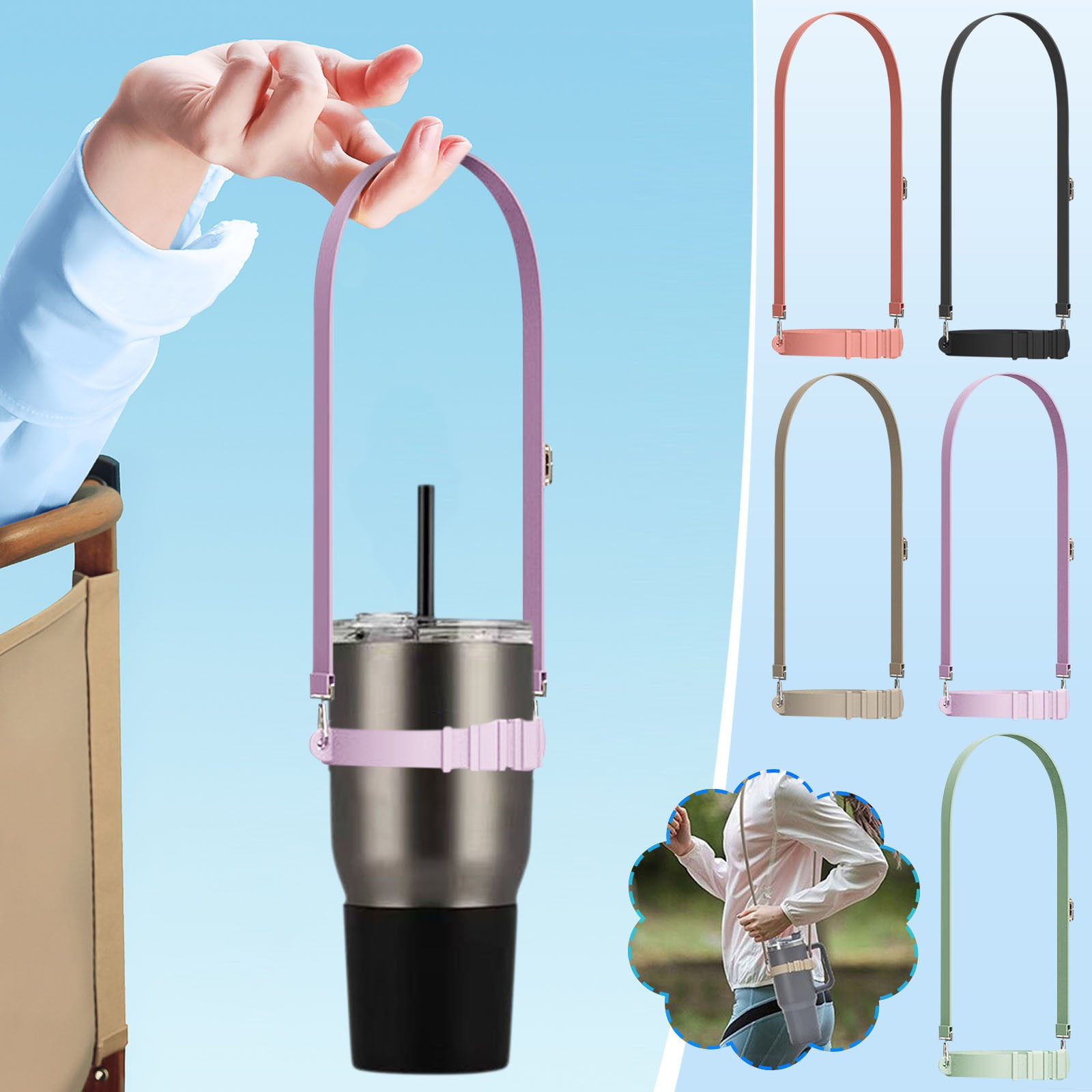 Cup Handheld Strap Adjustable Water Bottle Hoop, Durable Nylon Rope ...