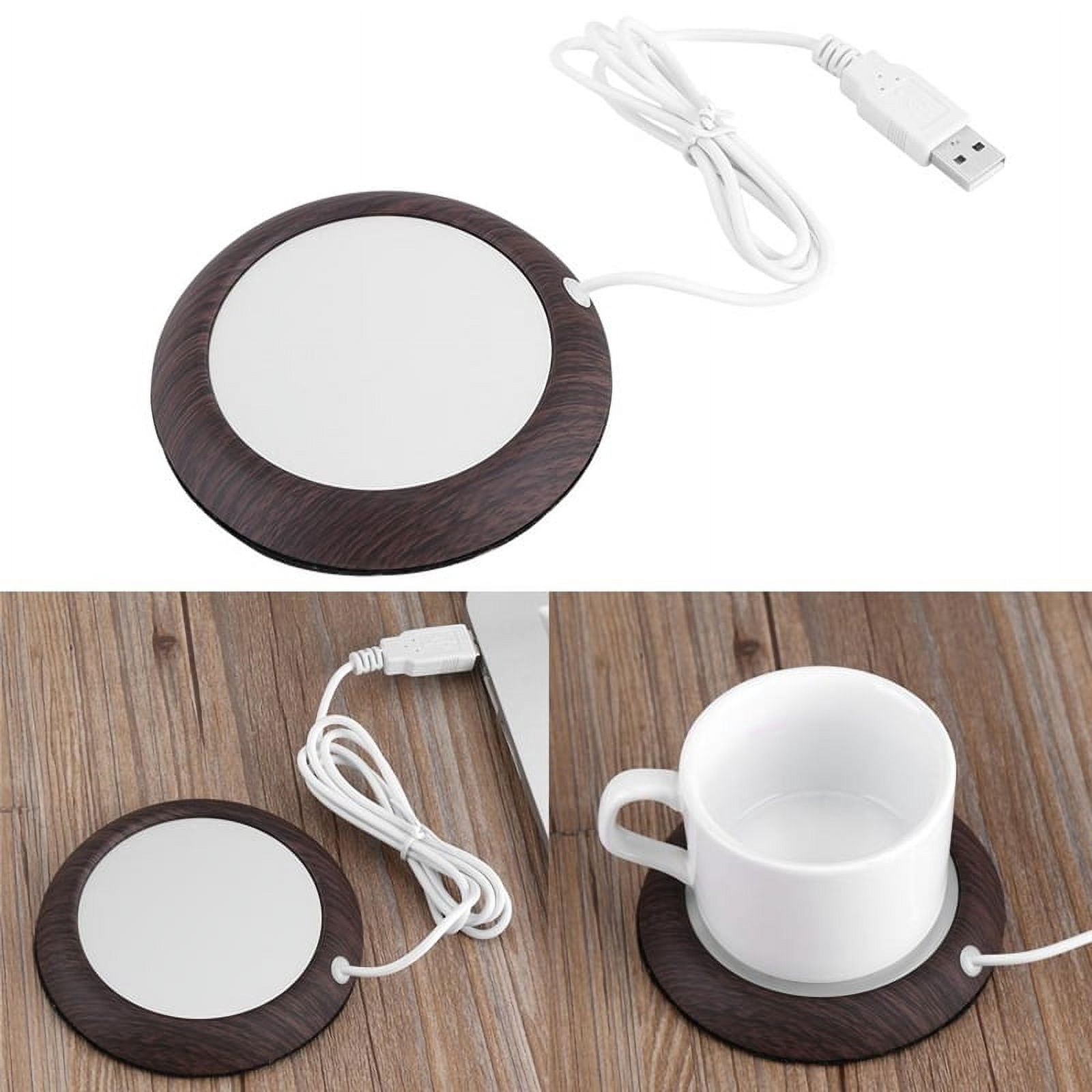 Cup Heater, Portable Cup Mug Warmer Heating Pad, Wooden Grain Cup Water ...