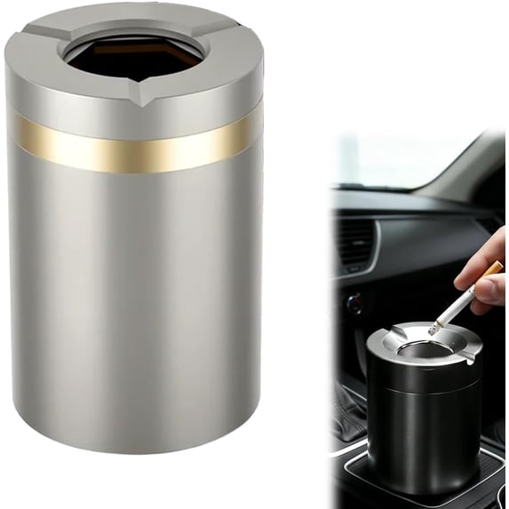 Cup Holder Ashtray, Smokeless Car with Lid Aluminum Alloy Portable ...