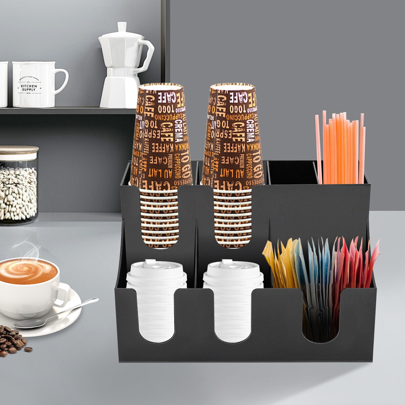 Cup Lid Dispensers Holder Coffee Condiment Caddy Rack and Office ...