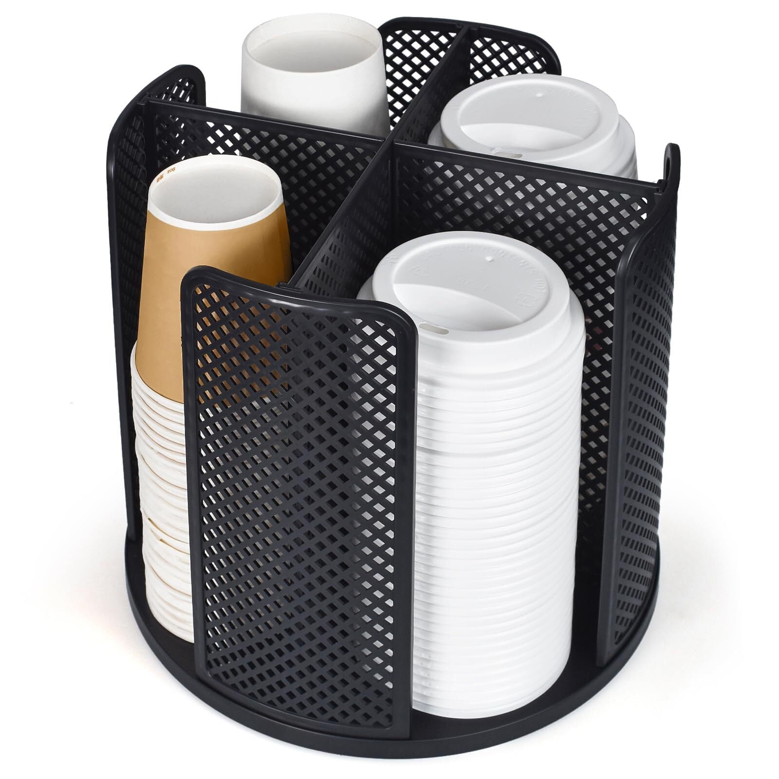 Cup and Lid Organizer, 360° Rotatable Coffee Cup Dispenser for ...