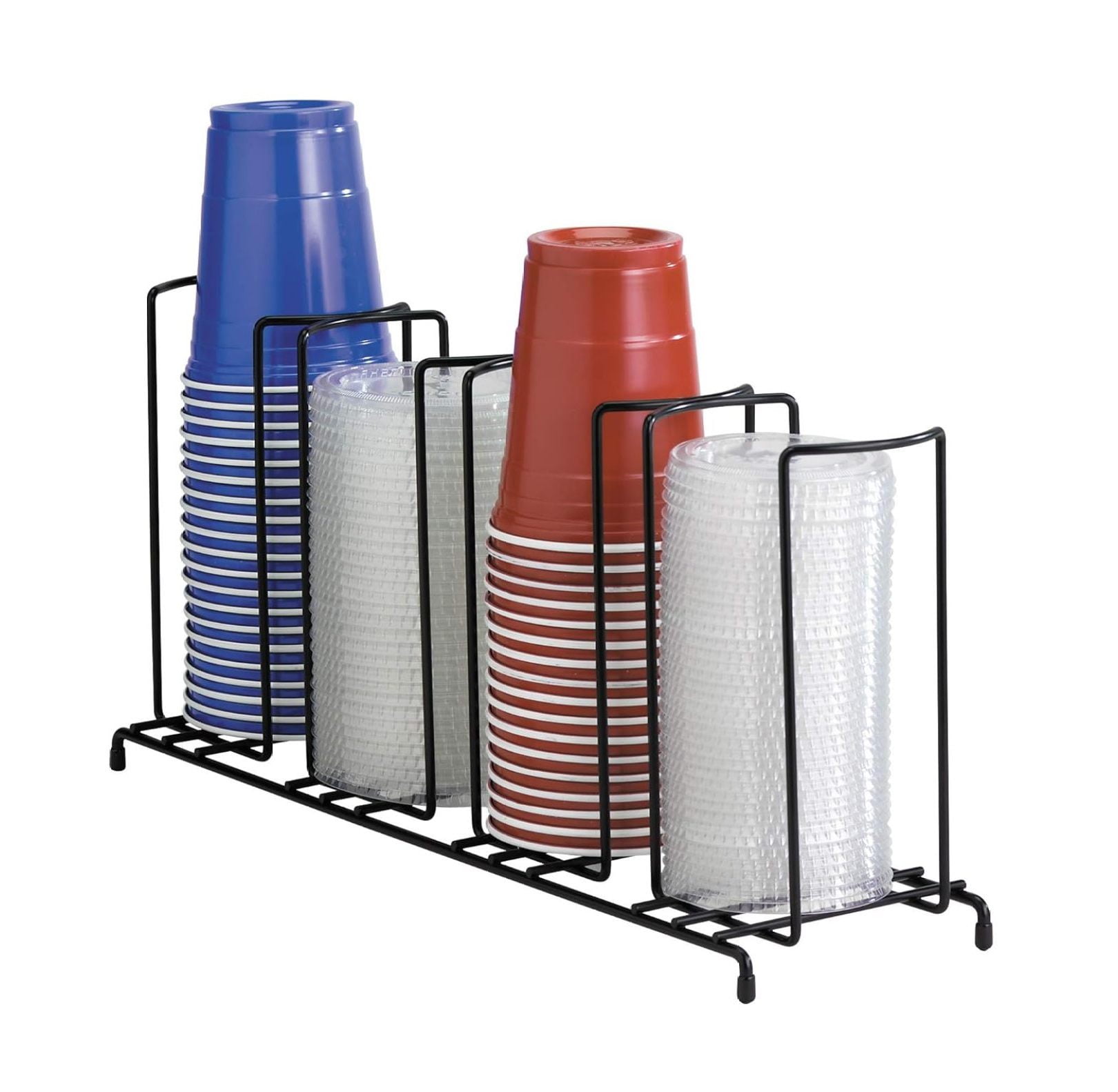Cup & Lid Organizer Rack - WR-4 Four Section Wire Rack for Coffee Shops ...
