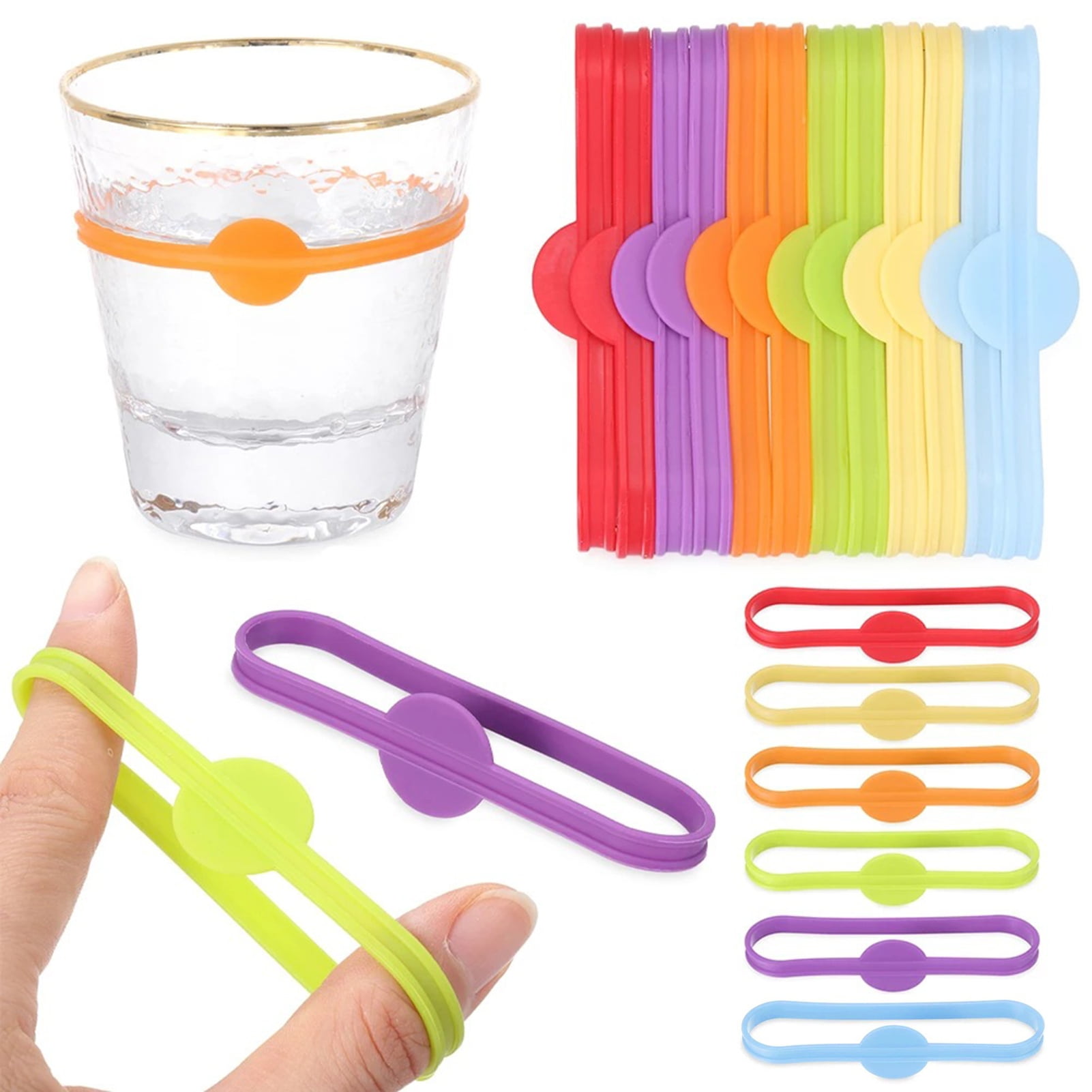 Cup Markers for Drinks, 24Pcs Silicone Drink Marker, Stretchable Bands ...