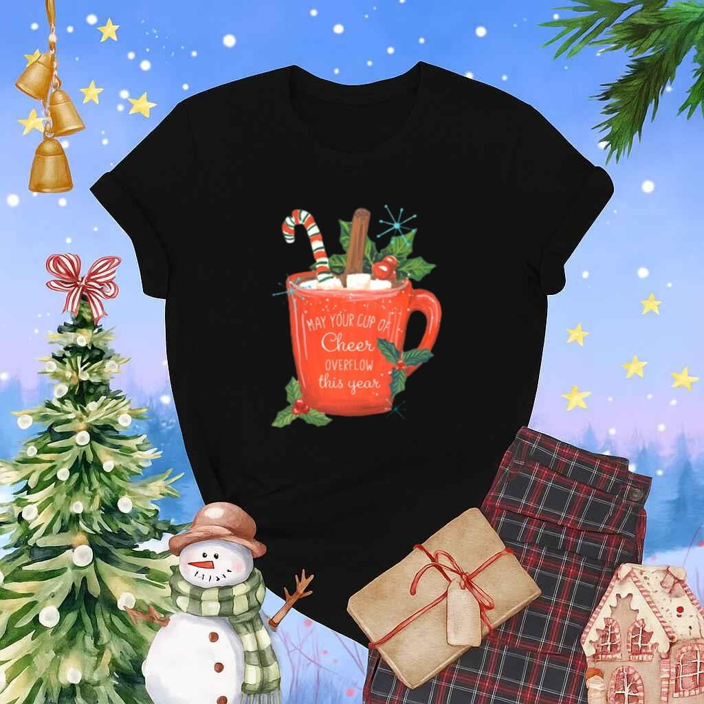Cup Of Cheer Themed Festive Holiday Drink Hot Cocoa Graphic Apparel up ...
