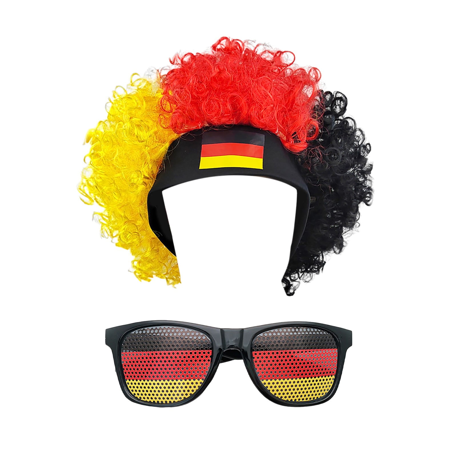 Cup Party Gear National Flag Colored Fan Wig With Stylish Glasses For A ...