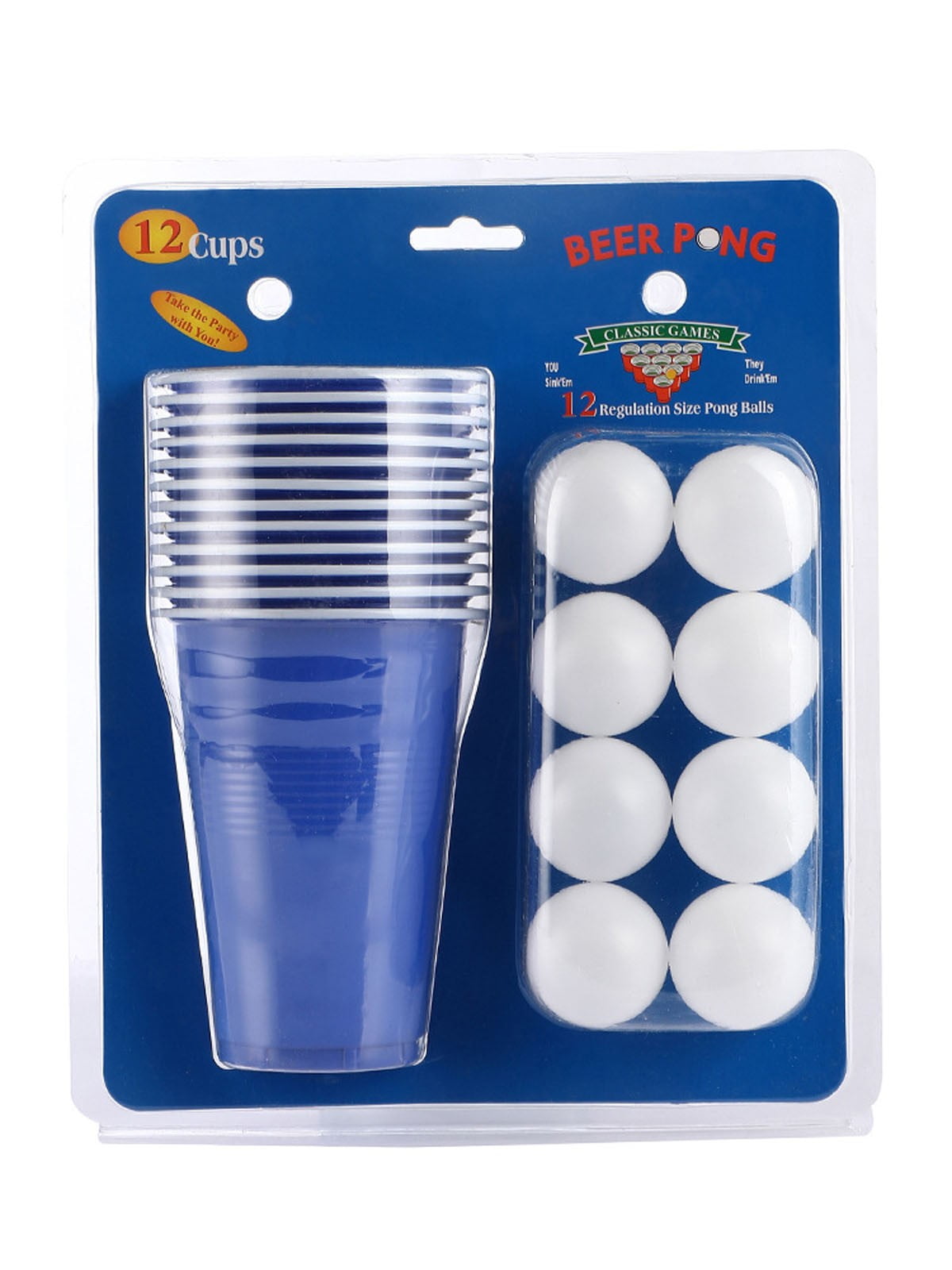 Cup Pong Game Set 24 Pcs 16 Oz Plastic Party Cups with 8 Pcs Ping Pong ...