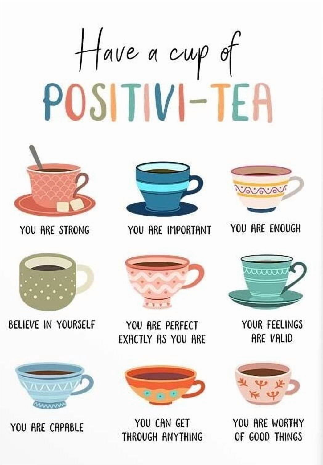 Have A Cup Of Positivi-Tea - Self Affirmation Poster - Mental Health ...