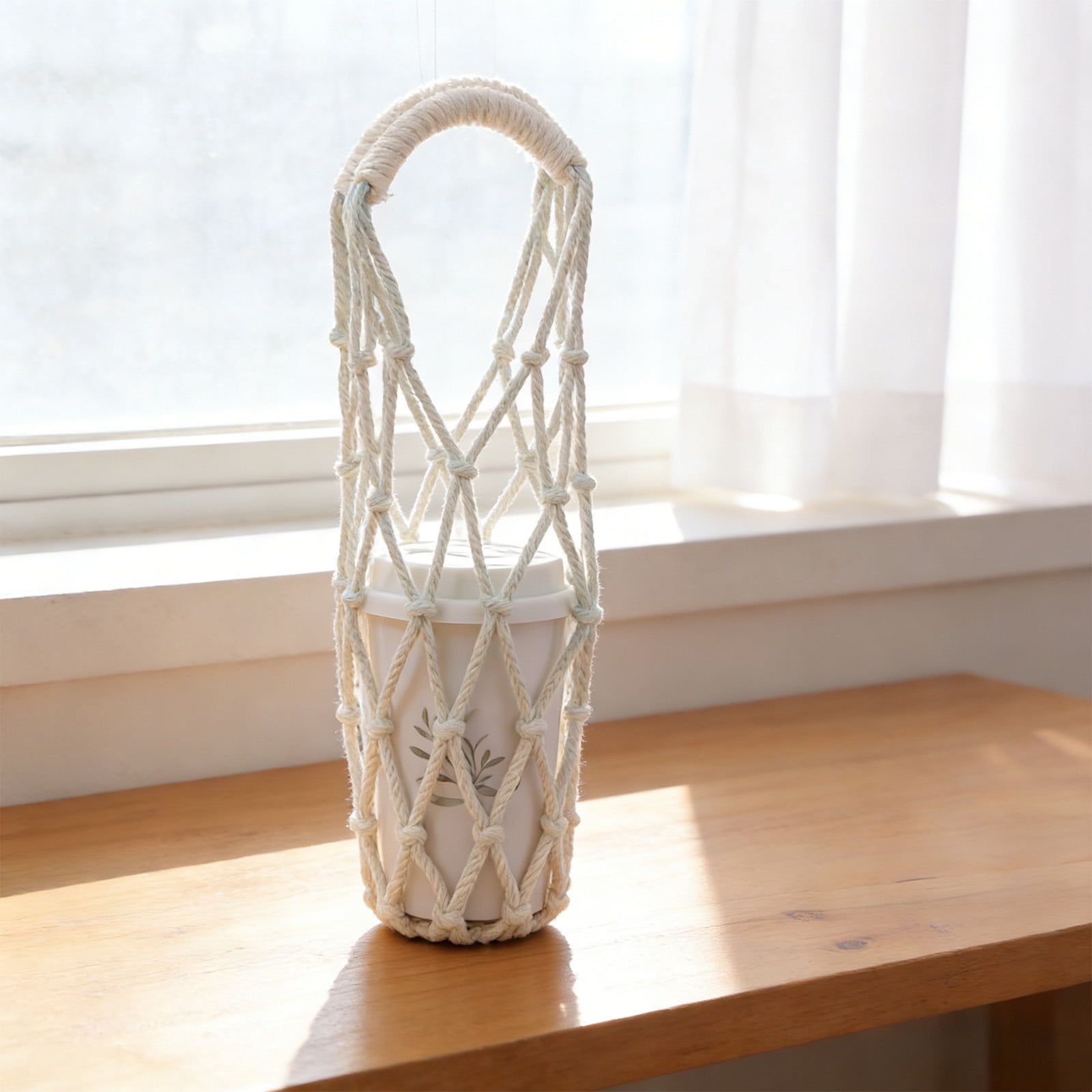 Cup Sleeve Holder | Cotton Linen Net Bag | Portable Handheld Travel ...