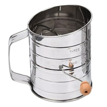 Flour Sifter, Stainless Steel Hand Crank 3 Cup Sifter, 4 Wire Agitator ...