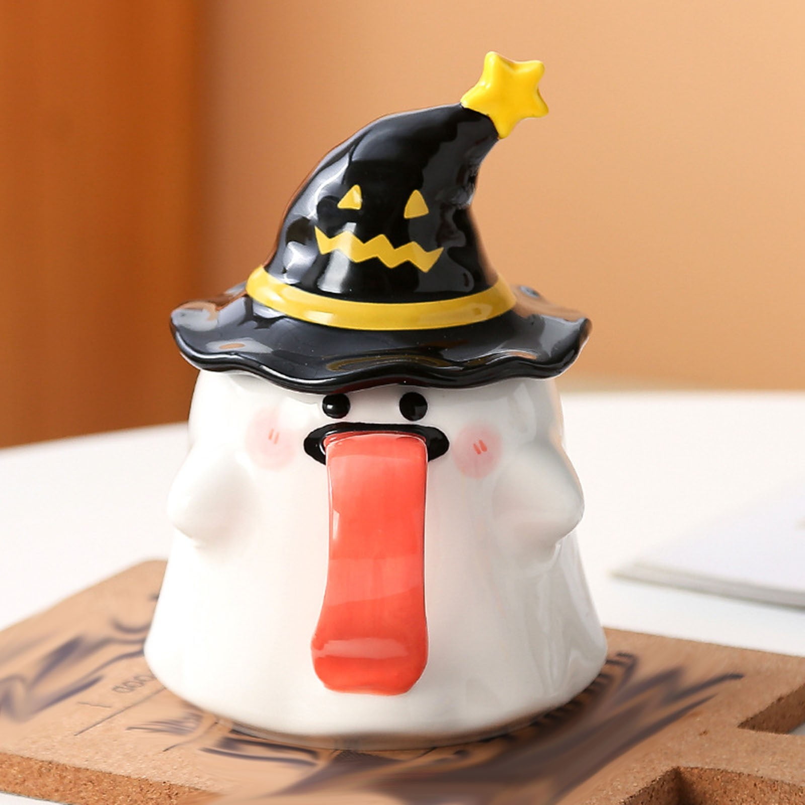Cup With Witch Hat Cover Specter Cute Originality Tongue Out Mug Cute ...