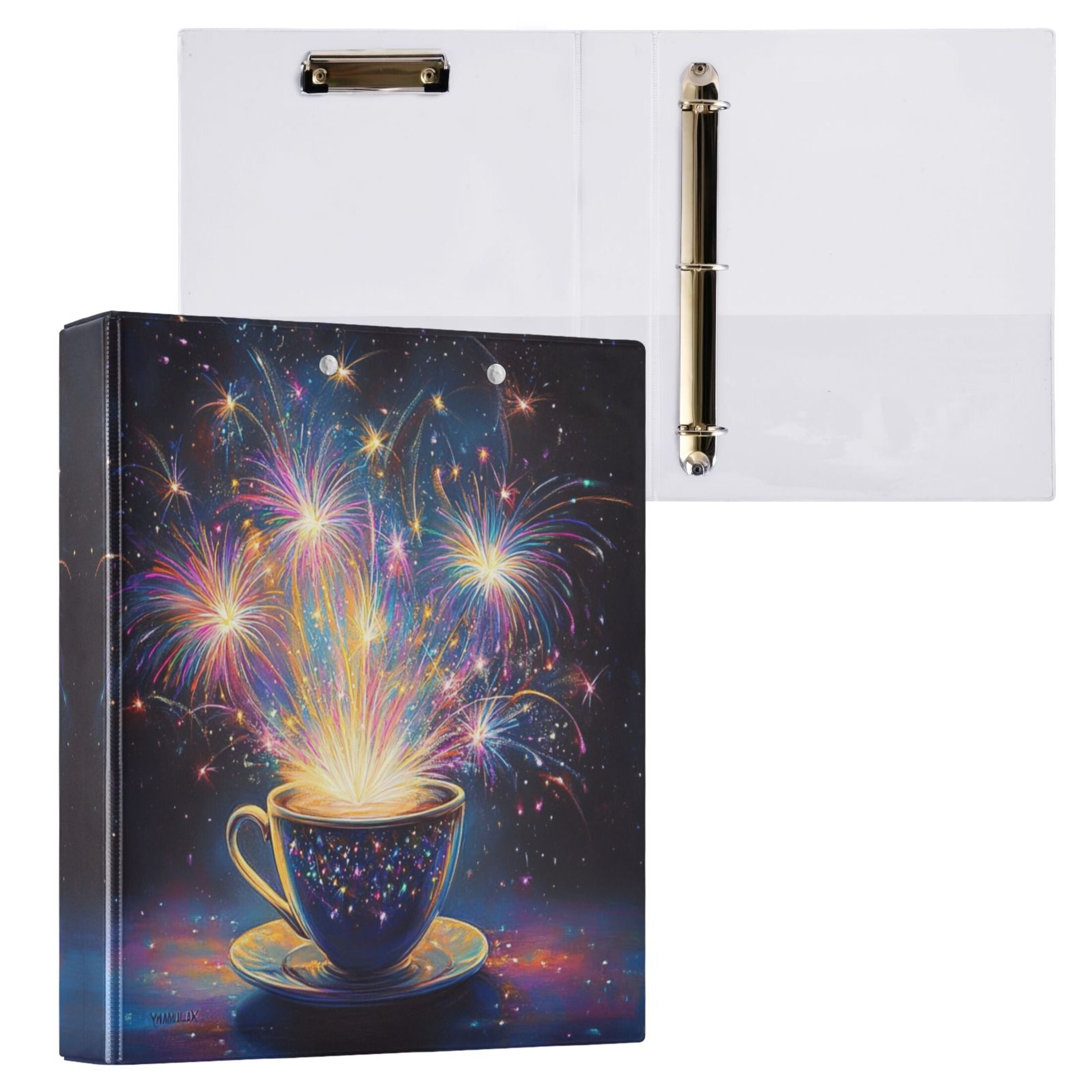 Cup and Fireworks 3 Ring Hardcover Binders 1.5in Round Rings for Letter ...
