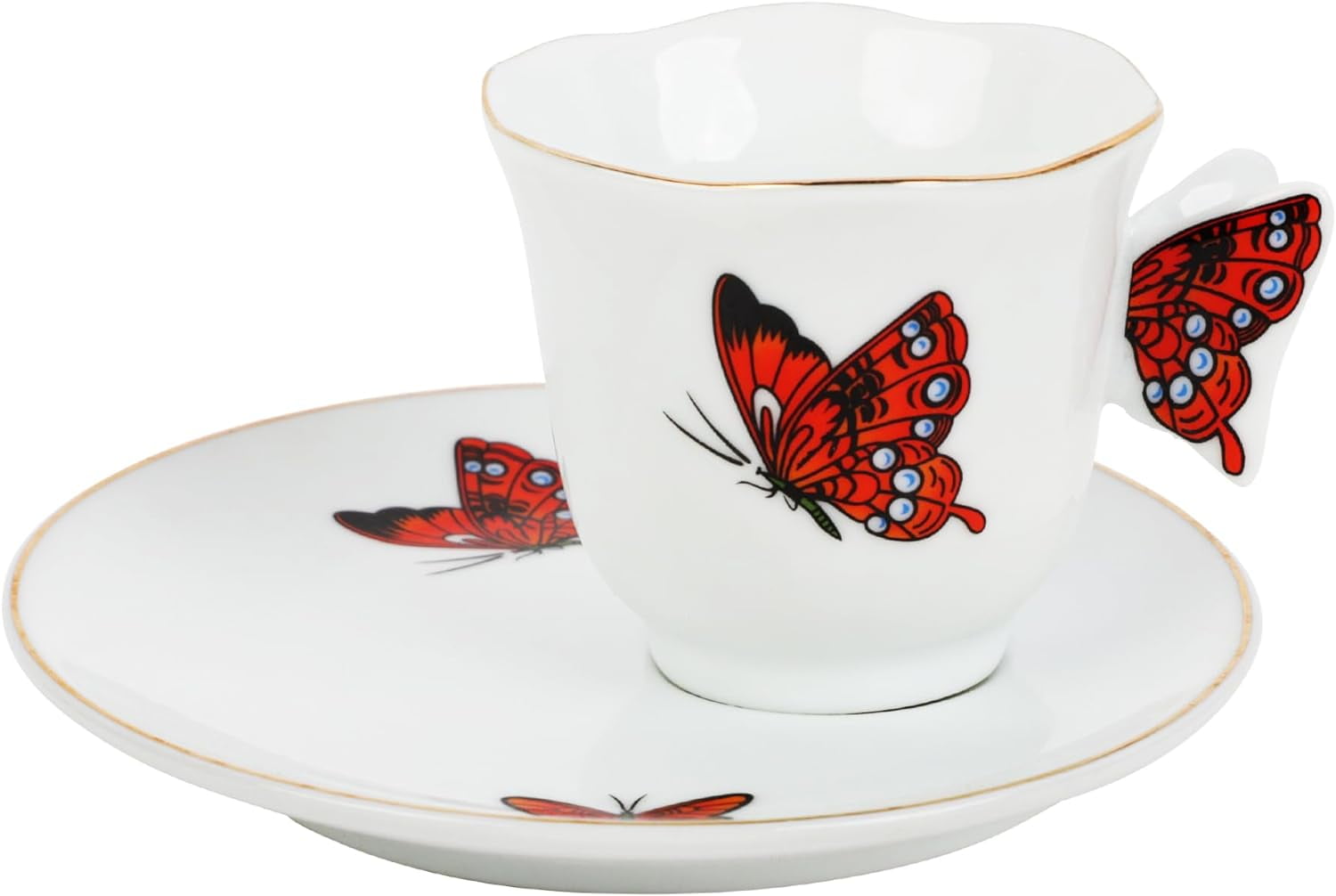 Cup and Saucer Set - Mini Coffee Mug with Plate Tea Set - Ceramic ...