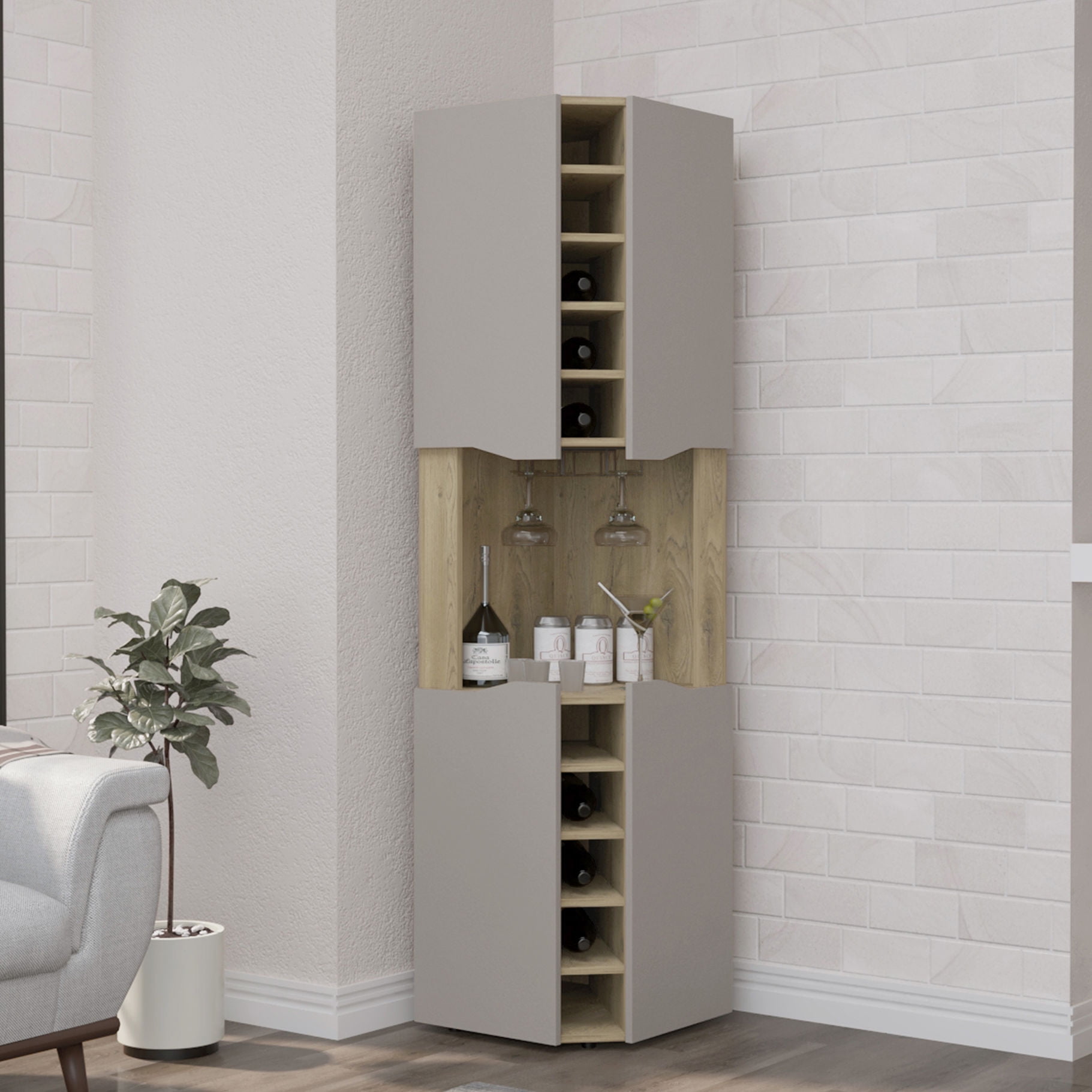 Cup rack and multiple shelves | Used in primary living space, suits ...