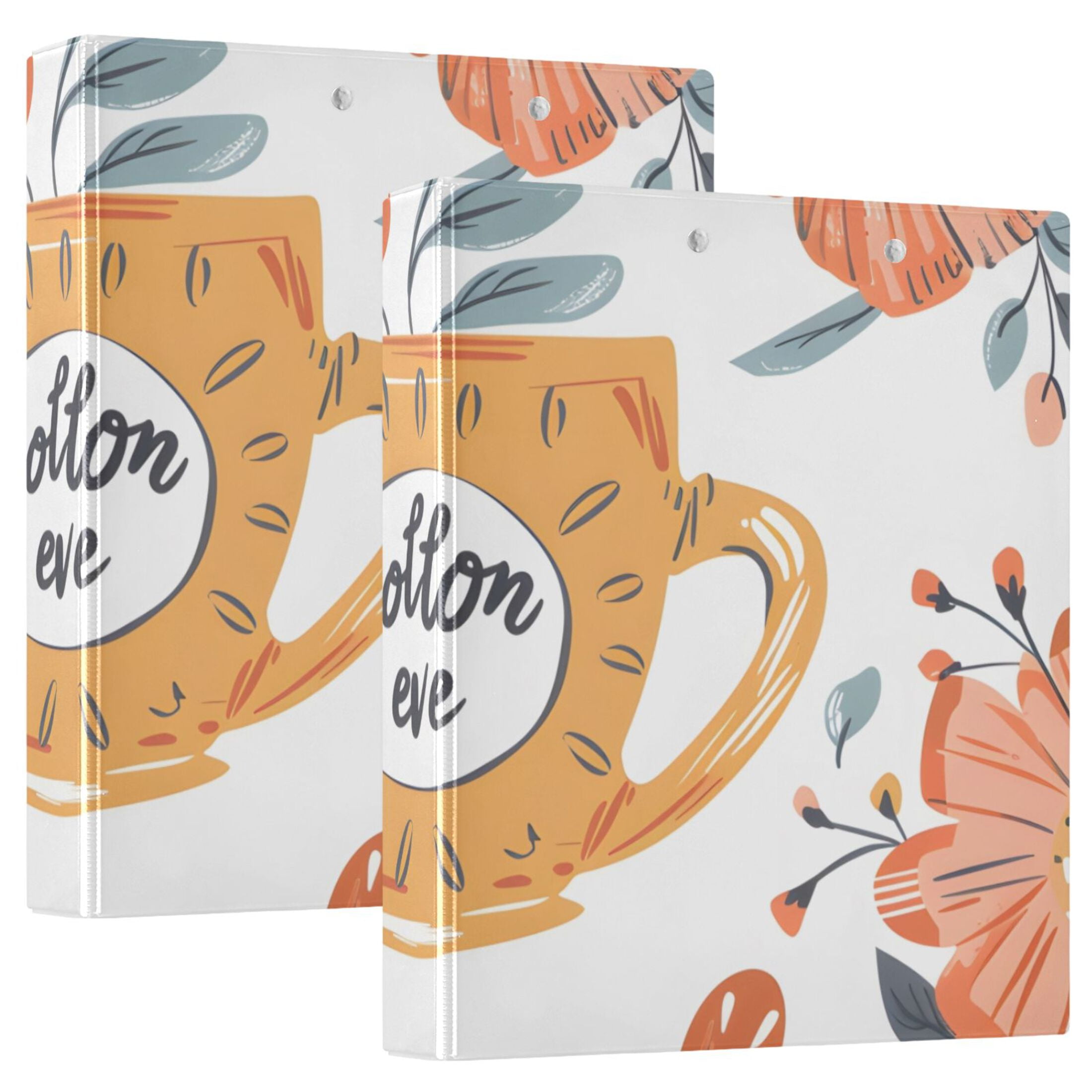 Cup with Flowers 3 Ring Binders 1.5 inch Hardcover File Folders with ...