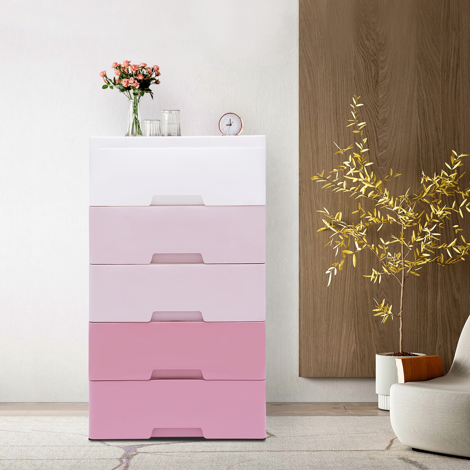 Cupboard 5 Layer Cloth Storage Drawers Storage Cabinet Small Closet ...