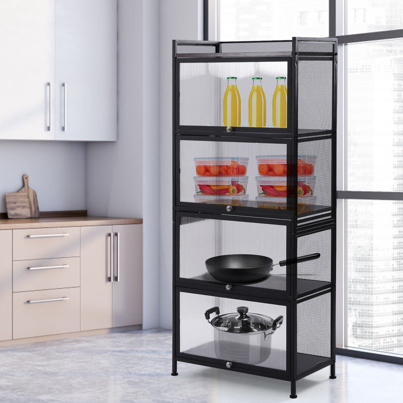 Cupboard Kitchen Storage Cabinet Large Capacity Partition Storage ...