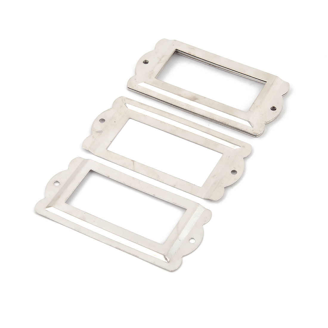 Cupboard Shelves Drawer Tag Label Holder Frames Silver Tone 85mmx42mm ...