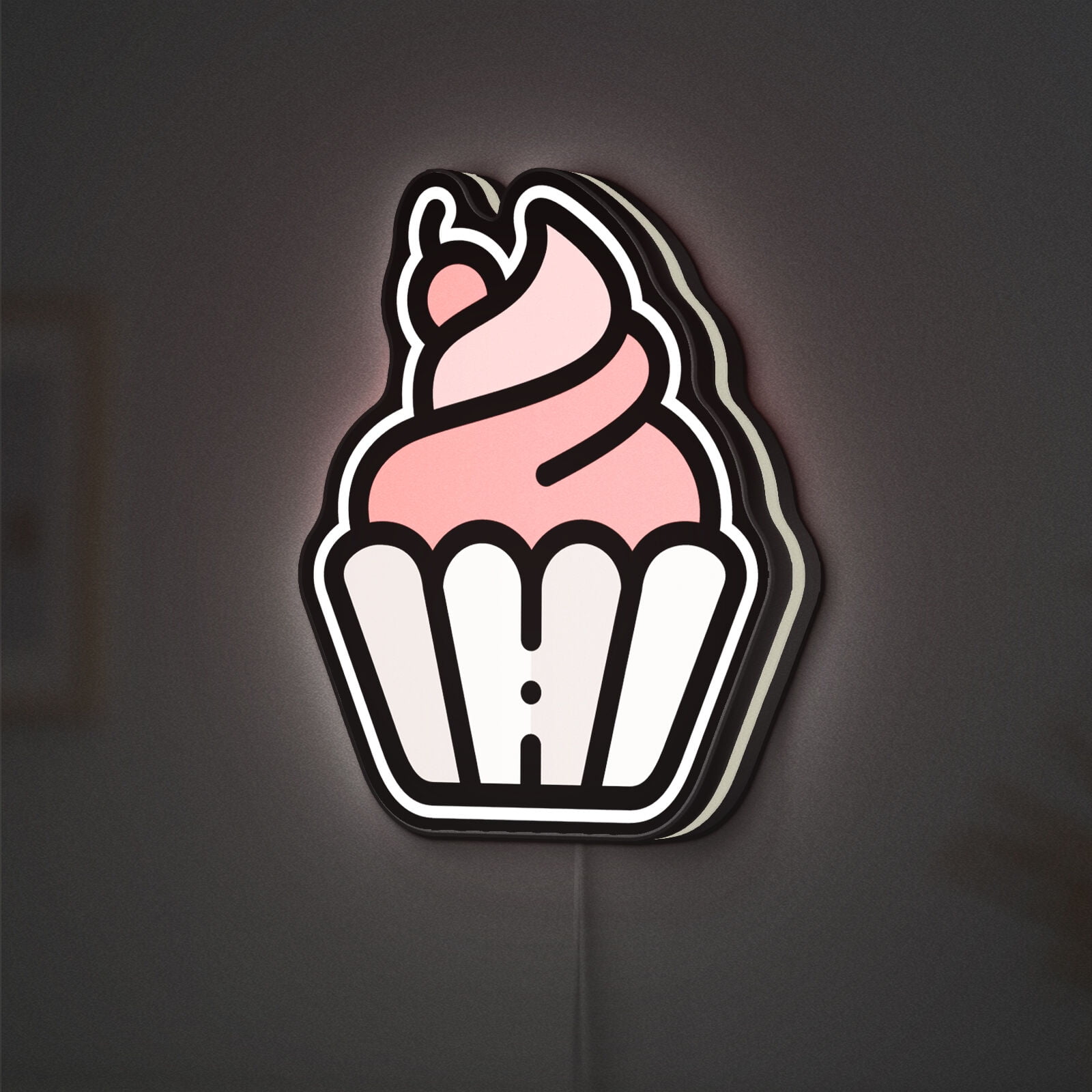 Cupcake 3D Novelty Light Box, Pastry Dessert Wall Decor, Lighted Sign ...