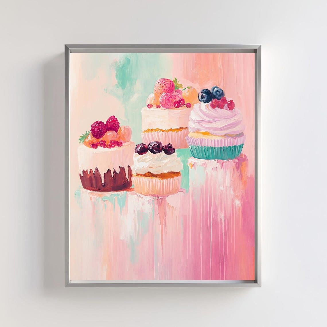 Cupcake Art Print, Dessert Wall Decor, Food Sweet Treats, Pastel ...