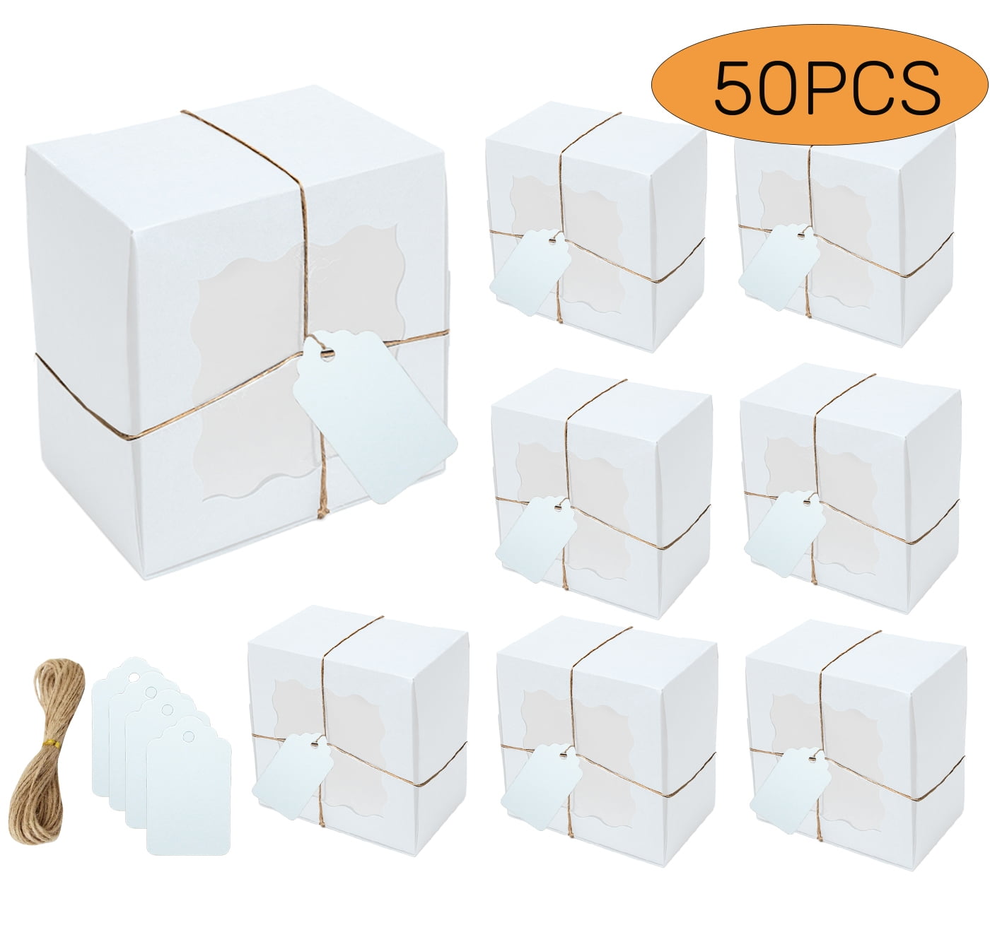 Cupcake Boxes Treat Bakery Boxes with Window & Tags Individual Cupcake ...