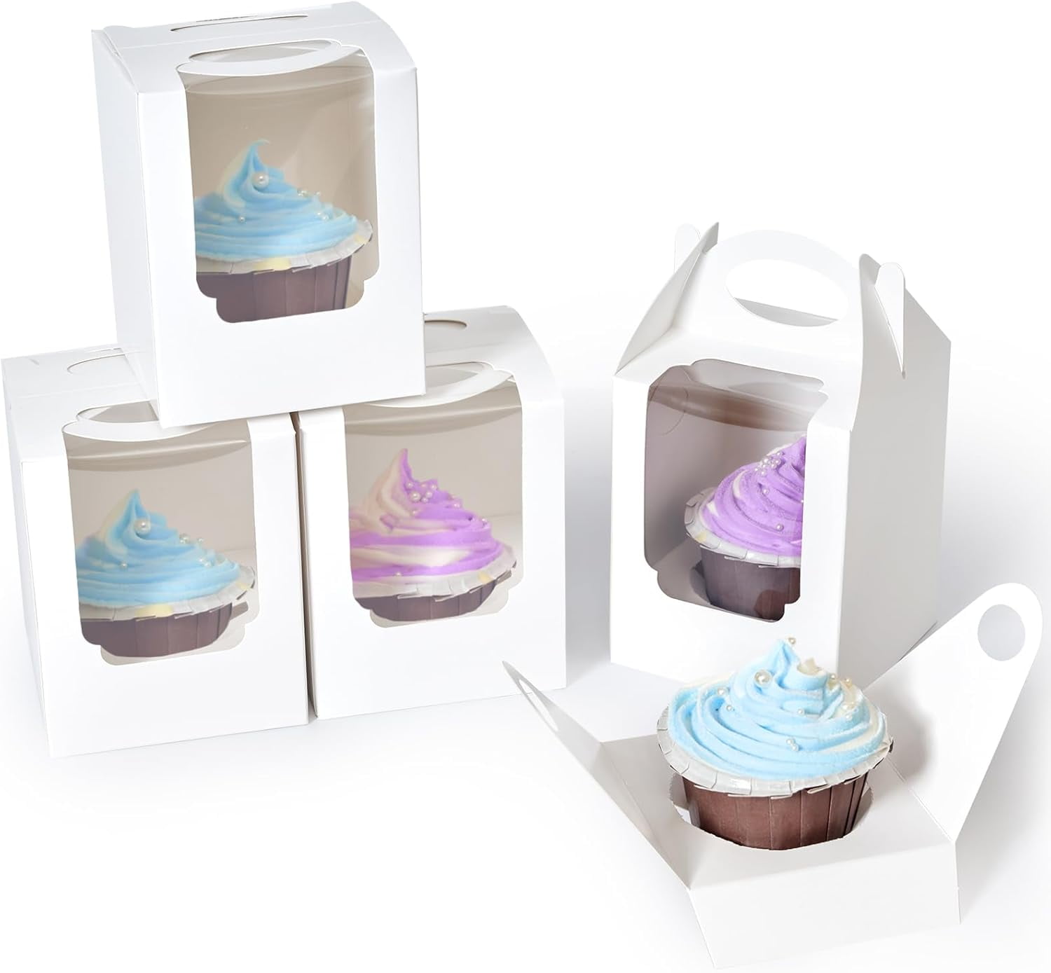 Cupcake Boxes, Individual Cupcake Containers Brown with Window Insert ...