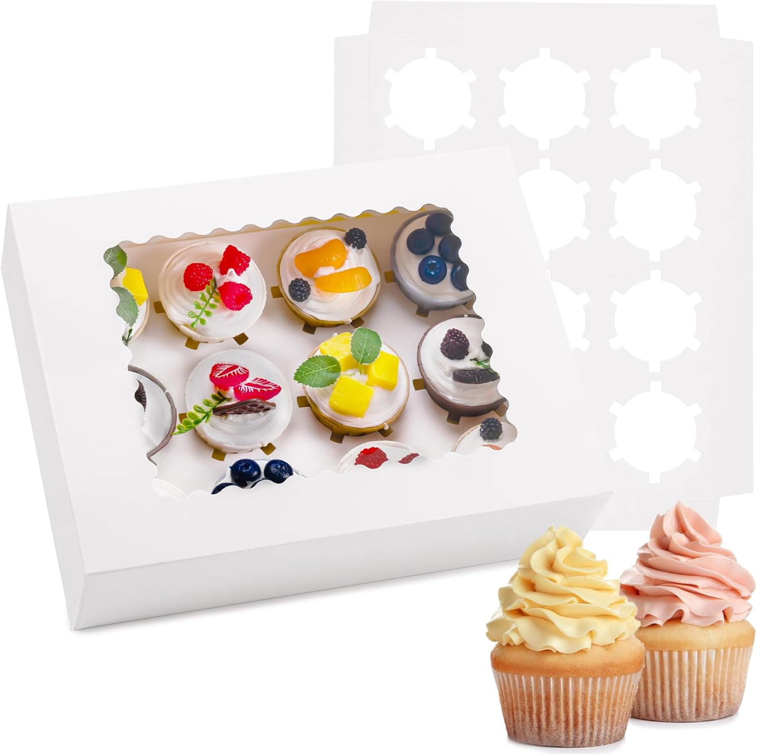 Cupcake Boxes - Hold 12 Count Cupcake Containers with Window, Food ...
