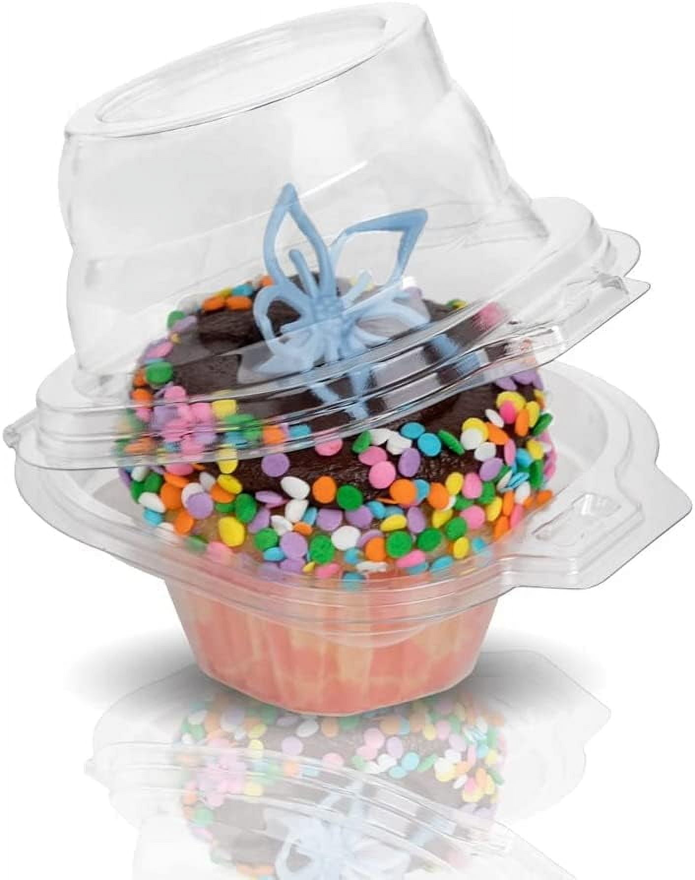 AWLYLNLL Cupcake Boxes Individual Plastic Containers, 50 Pack Stackable ...
