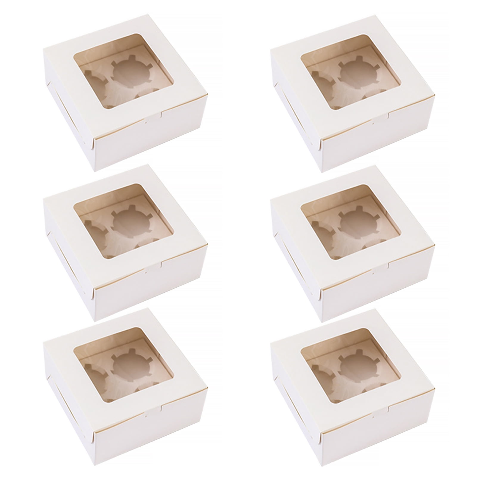 Cupcake Boxes Set - 6 Pcs Cupcake Containers with Window - Food Grade ...