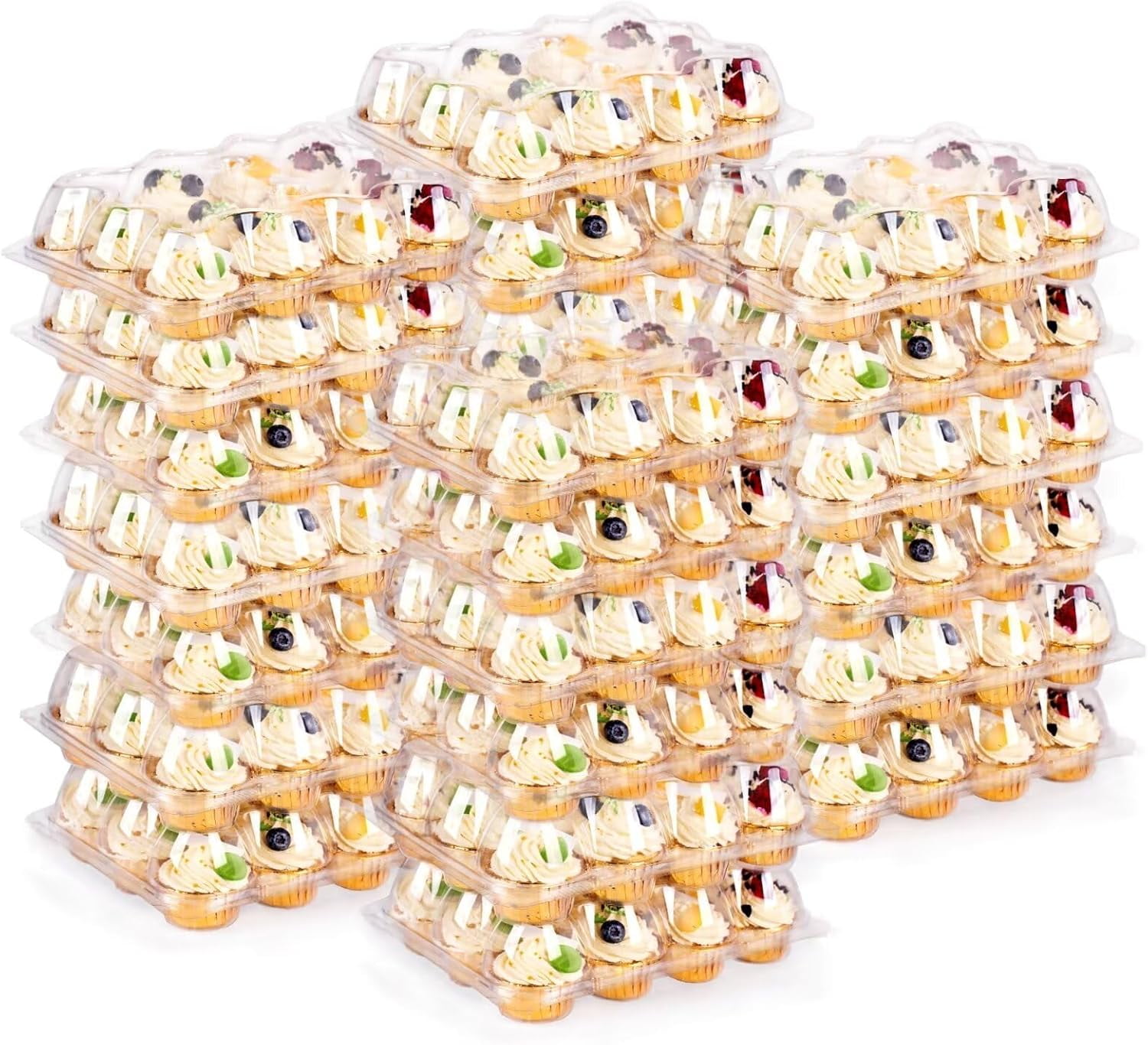 Cupcake Carrier 12 Pack*20 Sets, Stackable Plastic Cupcake Containers ...