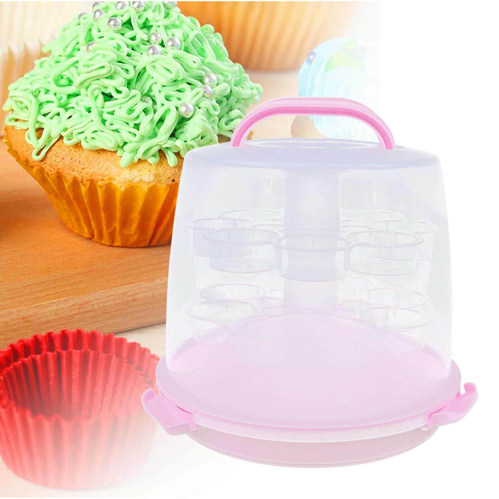 Cupcake Carrier Cake Carrier Holder Portable 3 Tier Cupcake Transporter ...