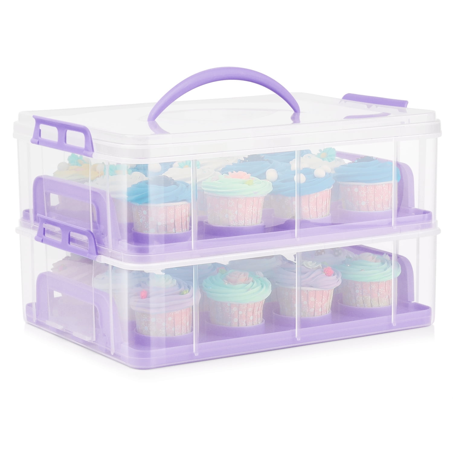 Cupcake Carrier Holder Container Box (24 Slot, 2 Tier) - 24 Cupcakes ...