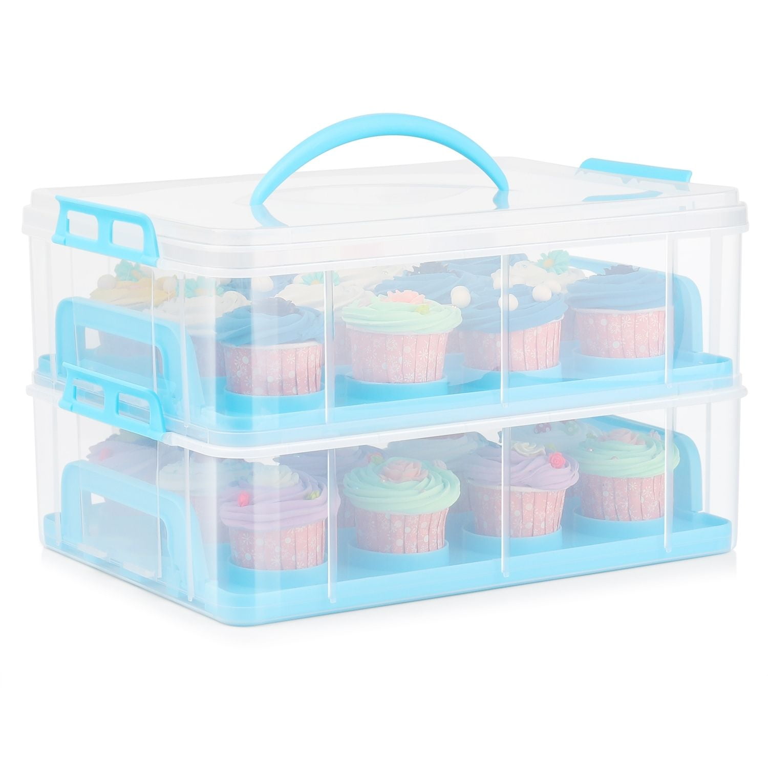 Cupcake Carrier Holder Container Box (24 Slot, 2 Tier) - 24 Cupcakes ...