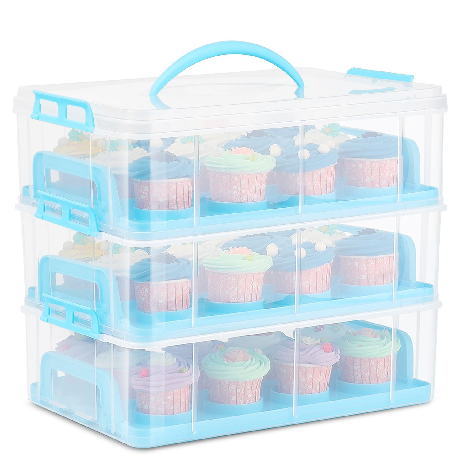 Cupcake Carrier Holder Container Box (36 Slot, 3 Tier) - 36 Cupcakes ...