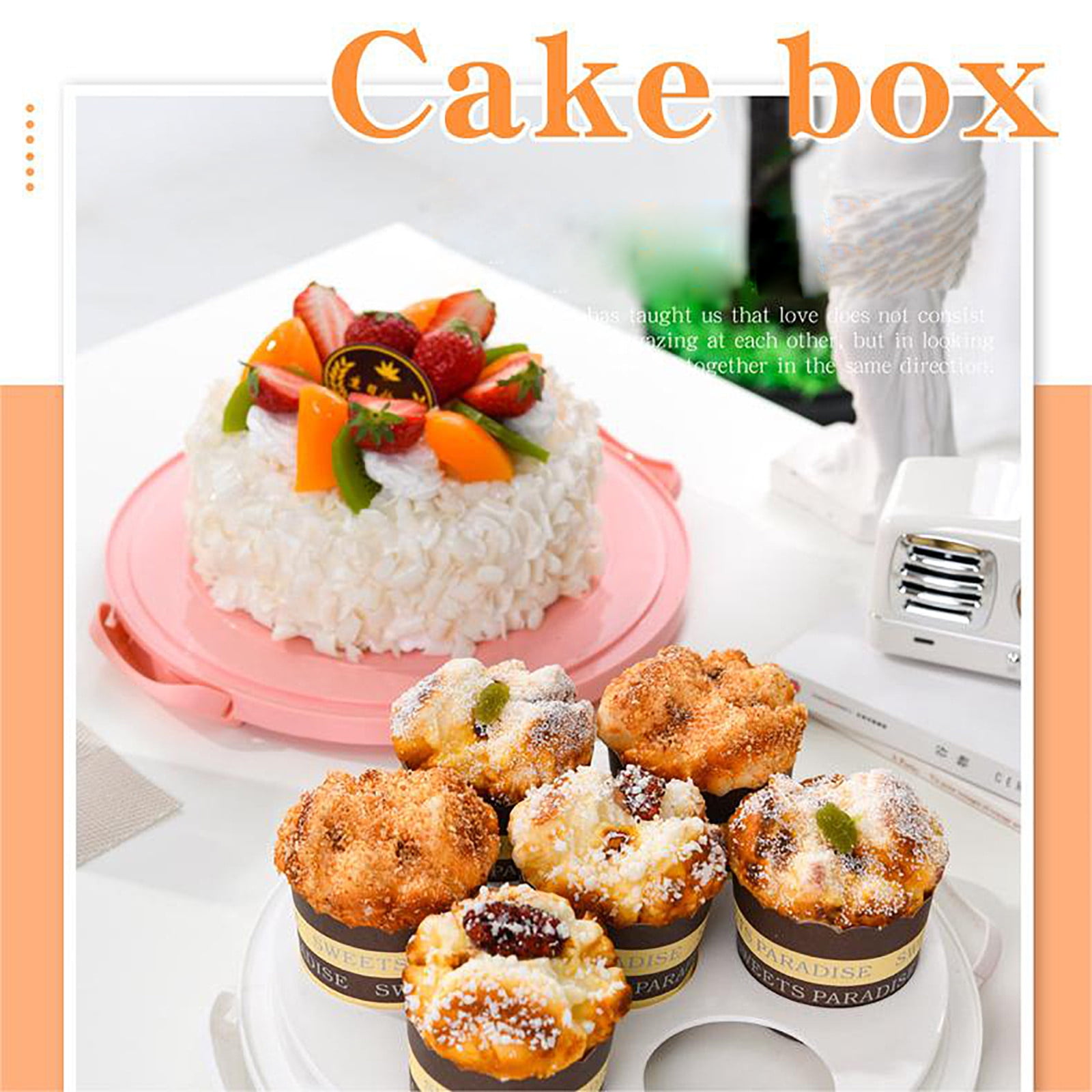Cupcake Carrier With Lid, 10 Inch Transparent Cake Box With Handles ...