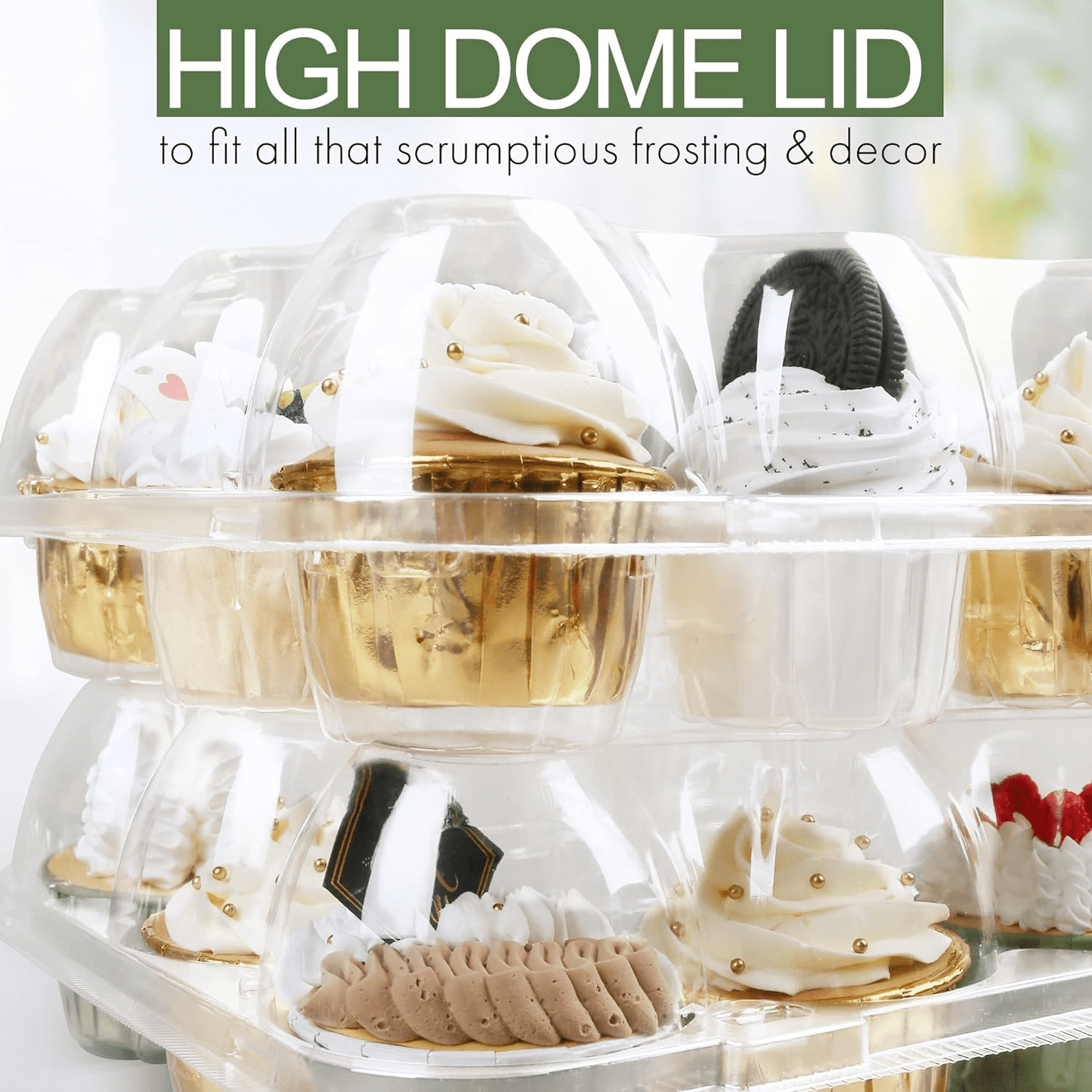 Cupcake Containers 12 Count, 12 Sets, Plastic Dozen Cupcake Boxes ...