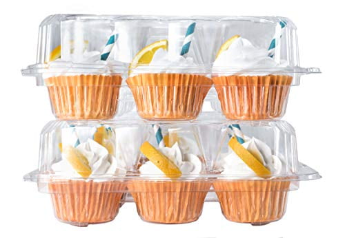 Cupcake Containers 12 Count (pack of 100), Clear Plastic Cupcake Boxes ...