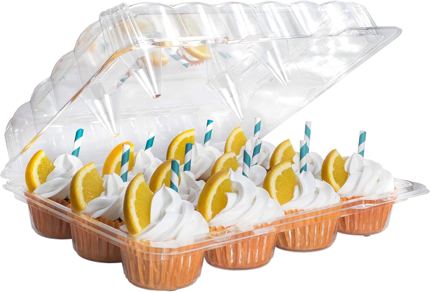 Cupcake Containers 12 Count (pack of 100), Clear Plastic Cupcake Boxes ...