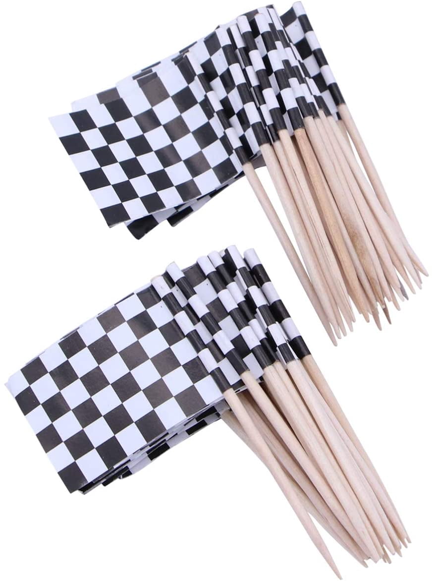 Cupcake Decorating Cupcake Topper 100 Pcs Checkered Racing Flag Party ...