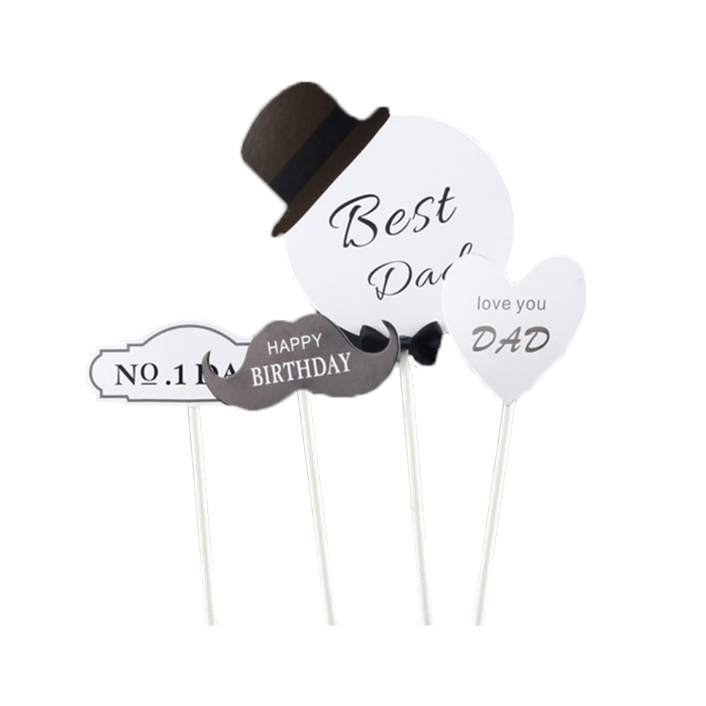 Father's Day Cake Toppers with Beard Bow Tie Shaped Picks for Party ...