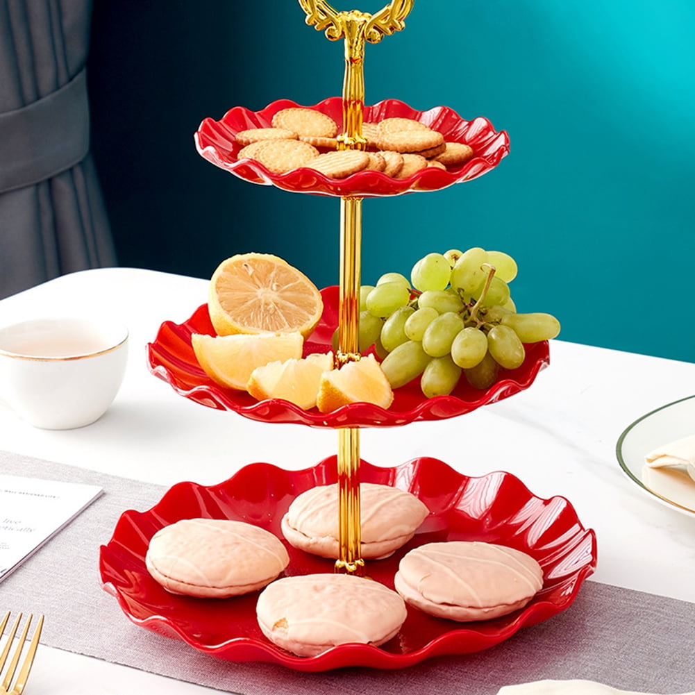 Cupcake Dessert Stand,3 Tier Fruit Plate,Plastic Tiered Cake Stand ...