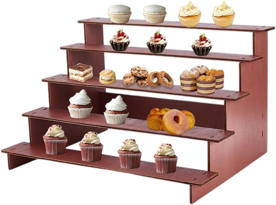 Cupcake Display Stand 5 Tier Stepped Wood Display Stand Chocolaty ...