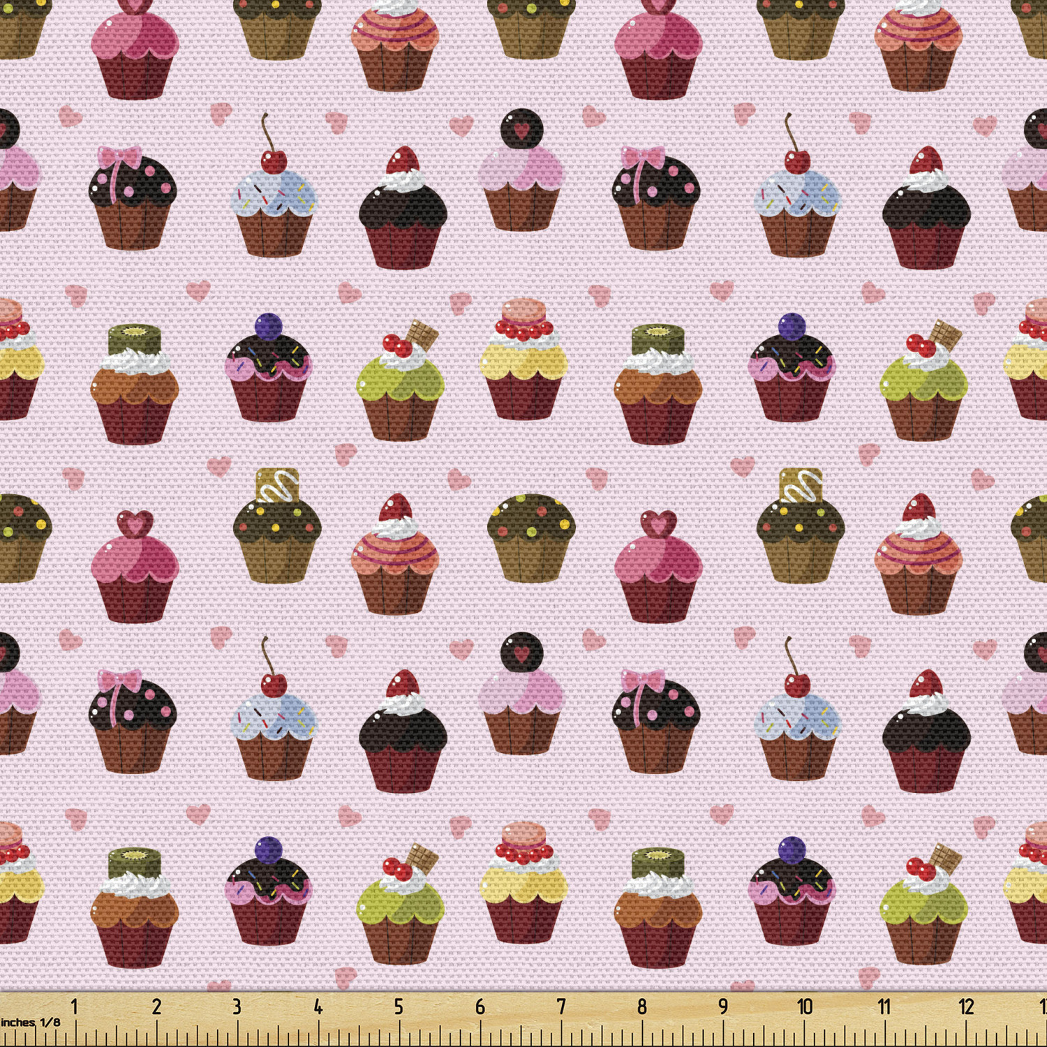 Ambesonne Cupcake Fabric by the Yard Upholstery, Colorful Yummy ...