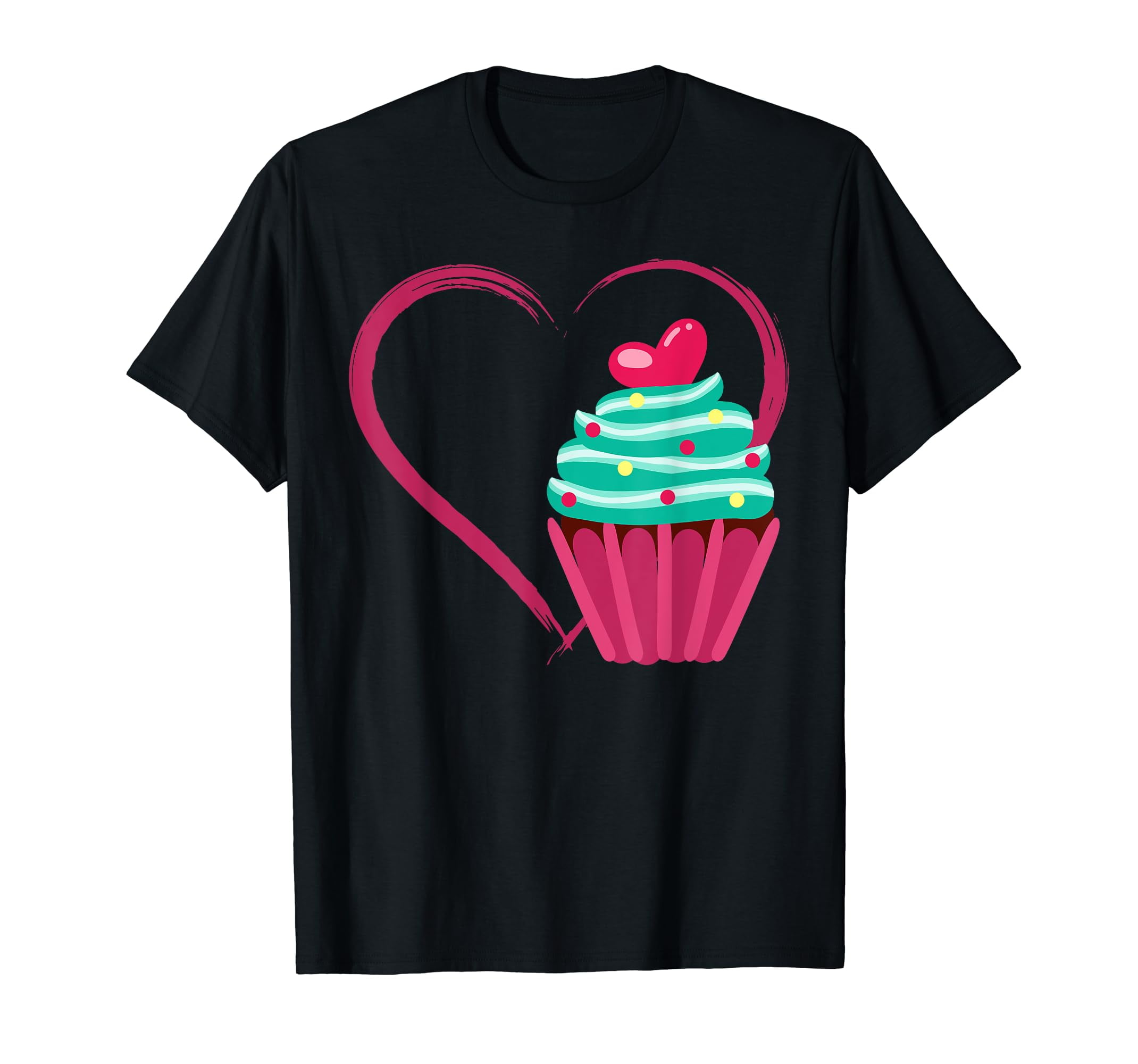 Cupcake Heart Bun Icing On Top Fairy Cake Pastry Chef Baker T-Shirt ...