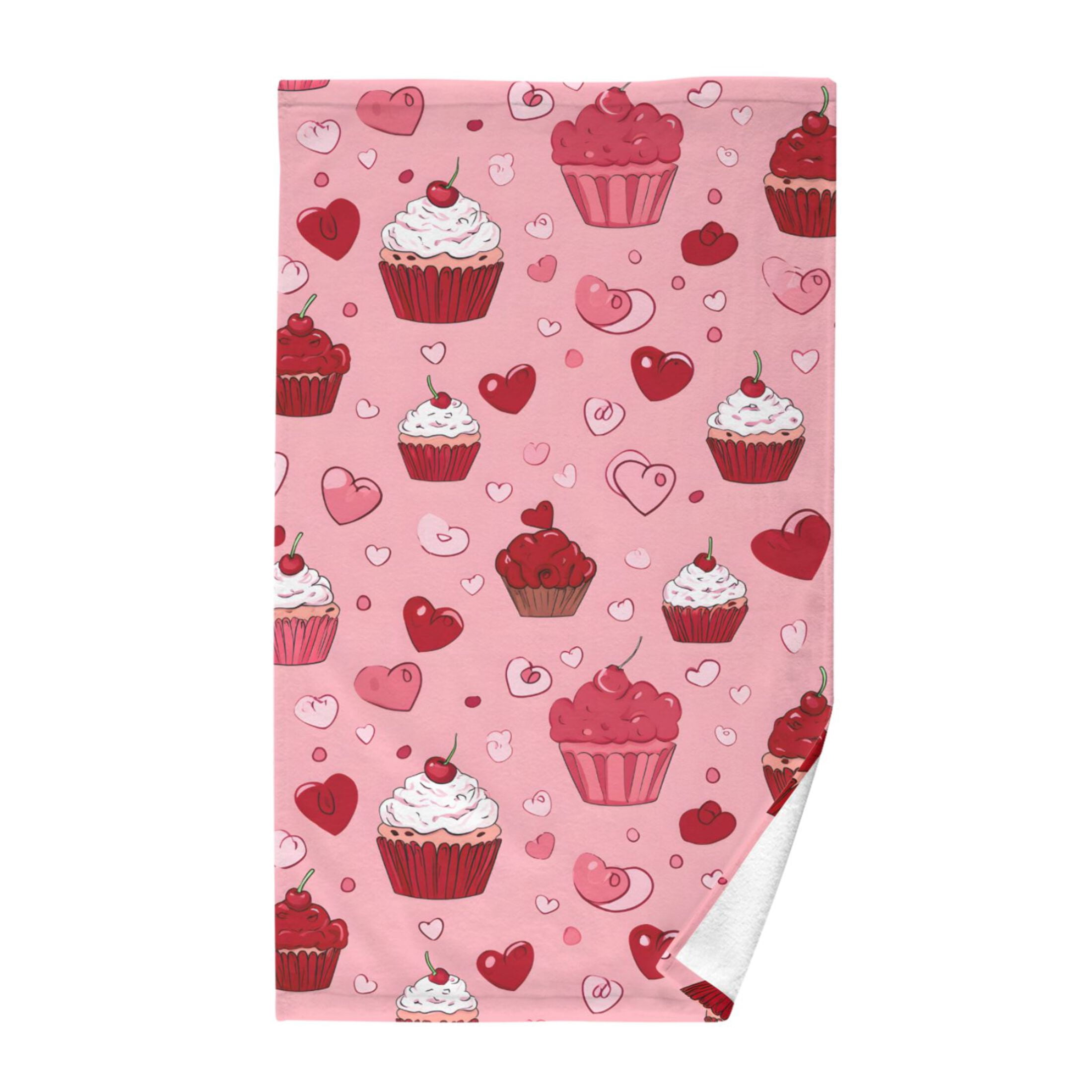 Cupcake Heart Design Bath Towel 100% Cotton Soft Thick High Absorbency ...