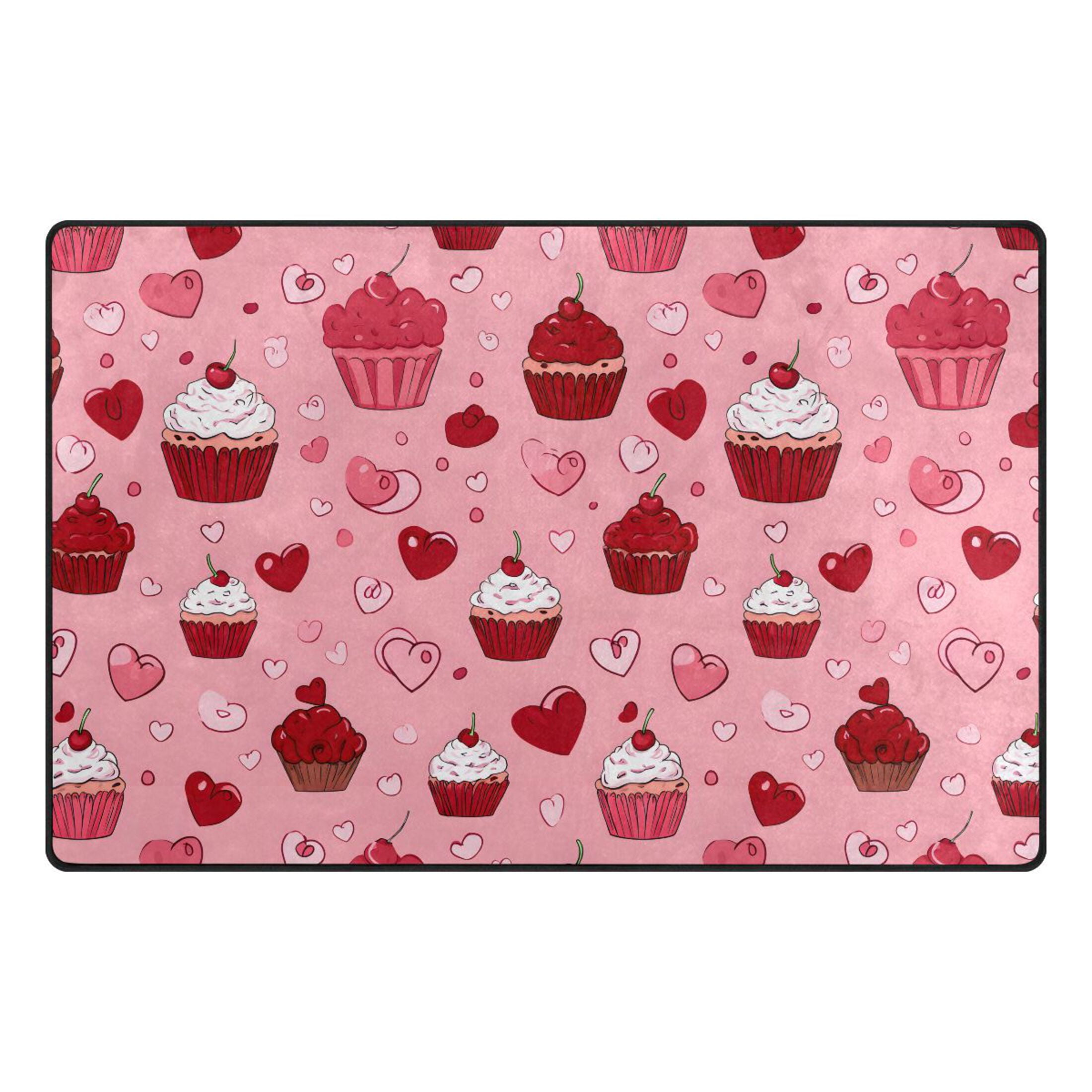 Cupcake Heart Design Memory Foam Area Rug 31"x20" Non Slip, Absorbent ...