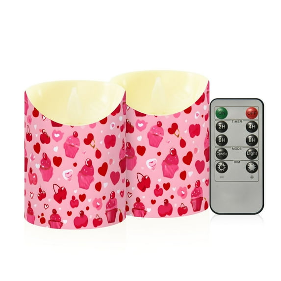 Cupcake Heart Sweet Flameless Candles 2 PCS with Remote Realistic ...